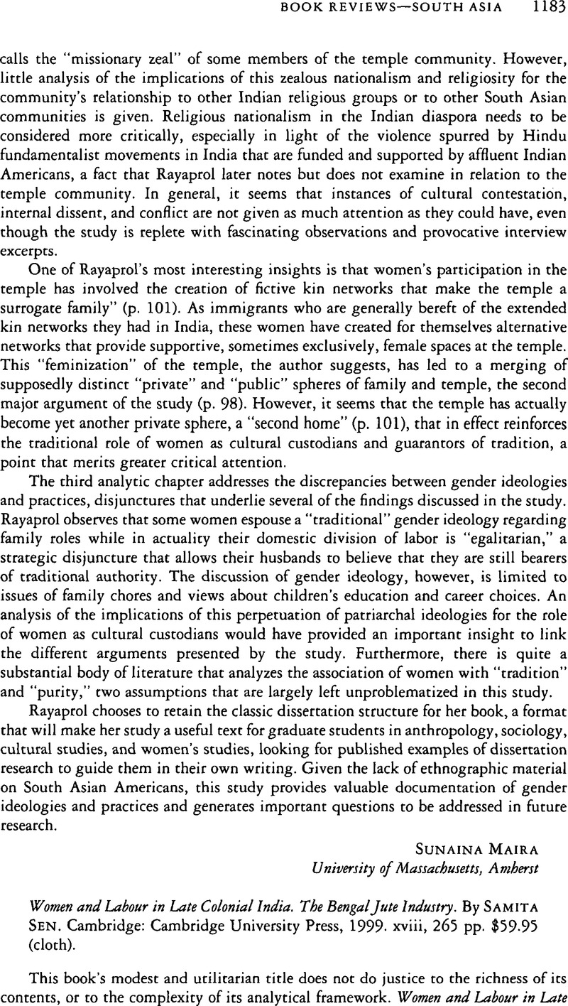 Women and Labour in Late Colonial India. The Bengal Jute Industry. By ...