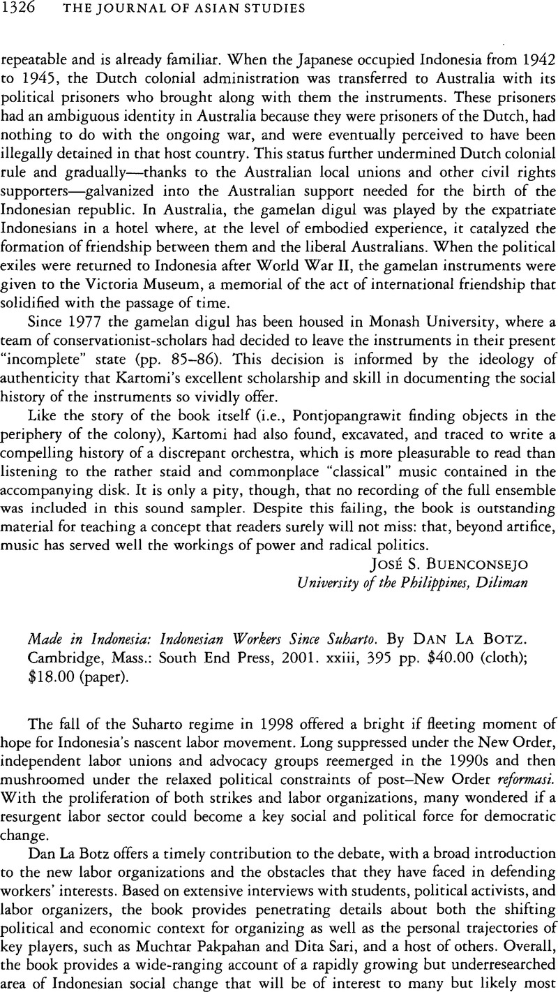 Made in Indonesia: Indonesian Workers Since Suharto. By Dan La Botz ...