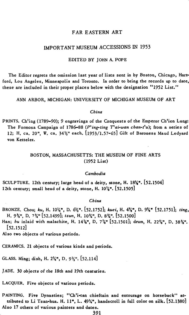 Important Museum Accessions in 1953 | The Journal of Asian Studies ...
