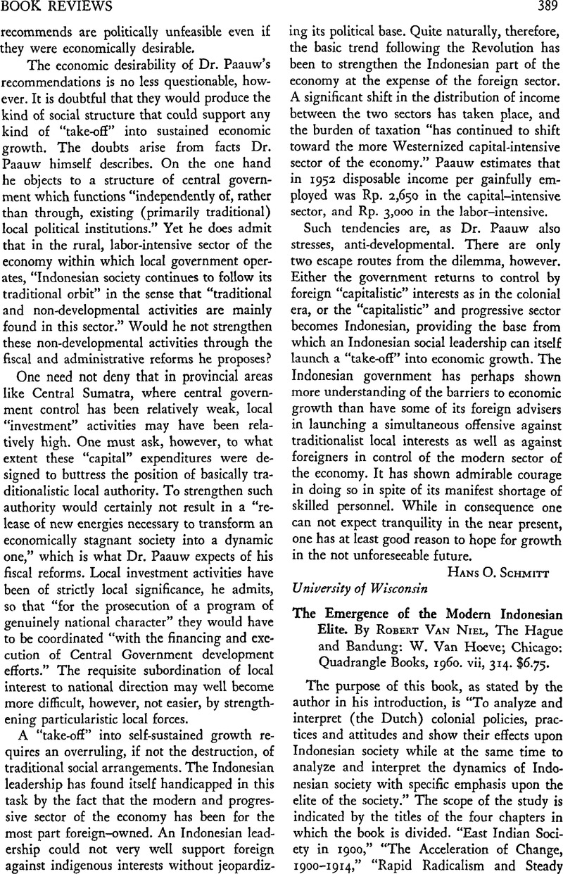 The Emergence of the Modern Indonesian Elite. By Robert Van Niel, The ...