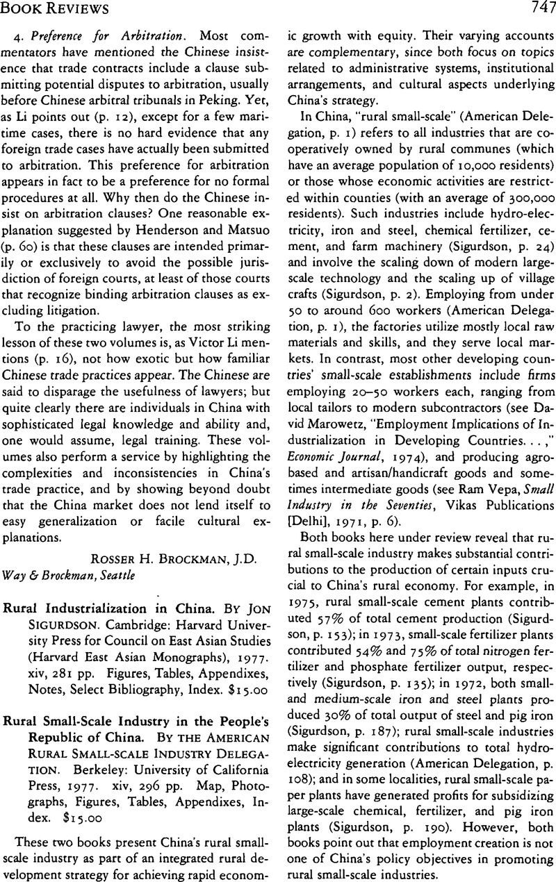 Rural Industrialization in China. By Jon Sigurdson. Cambridge: Harvard ...