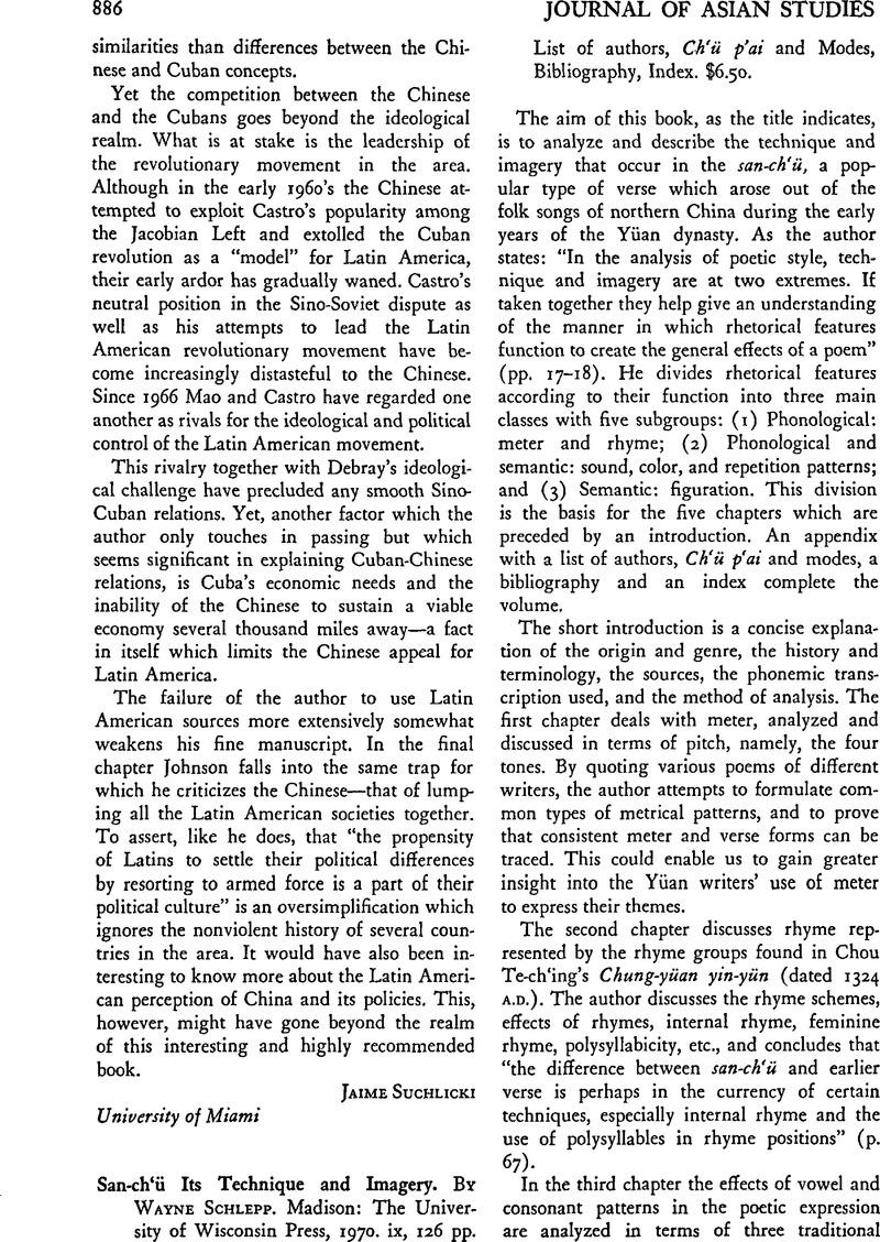 San-chʻü Its Technique and Imagery. By Wayne Schlepp. Madison: The ...