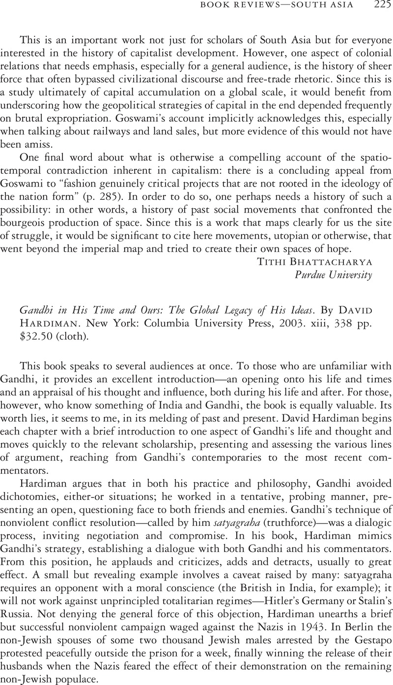 Gandhi in His Time and Ours: The Global Legacy of His Ideas. By David ...