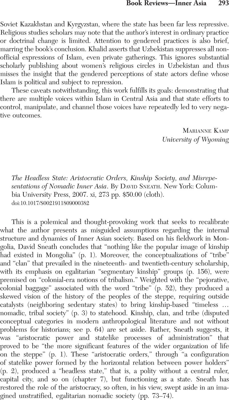 The Headless State: Aristocratic Orders, Kinship Society, and ...