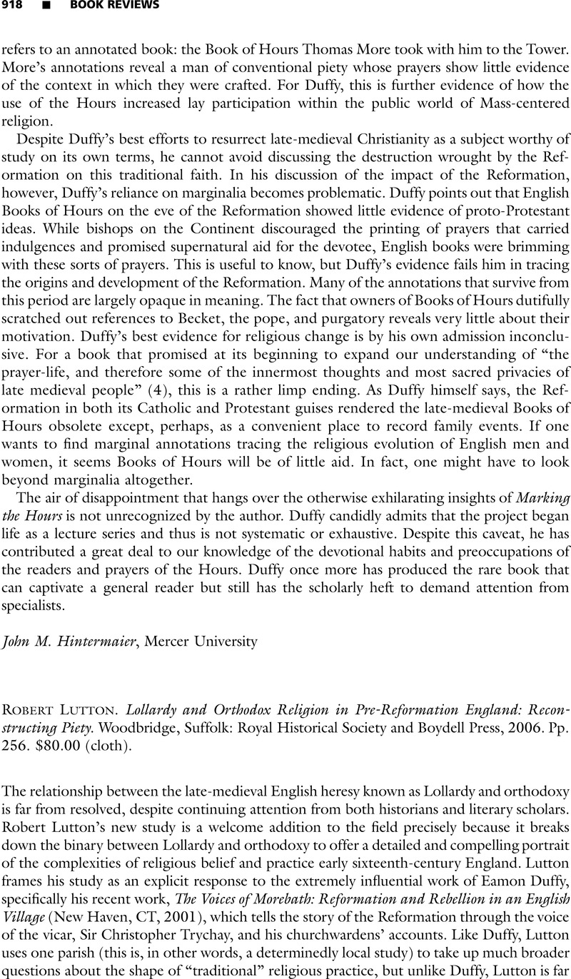 Robert Lutton. Lollardy and Orthodox Religion in Pre-Reformation ...