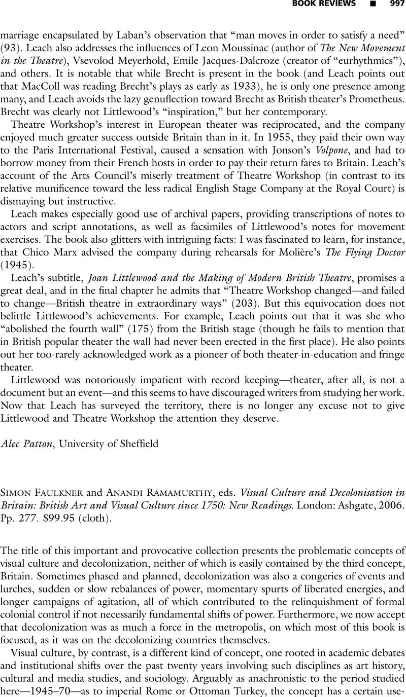 Simon Faulkner and Anandi Ramamurthy, eds. Visual Culture and ...