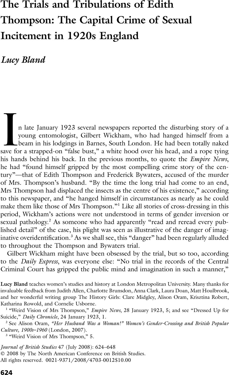 The Trials and Tribulations of Edith Thompson: The Capital Crime of ...