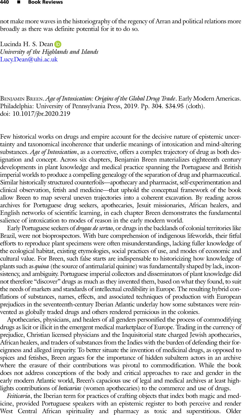 Benjamin Breen. Age of Intoxication: Origins of the Global Drug Trade ...