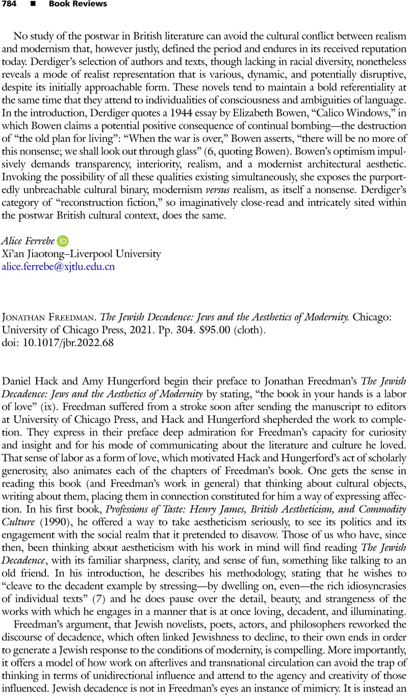 Jonathan Freedman. The Jewish Decadence: Jews and the Aesthetics of ...