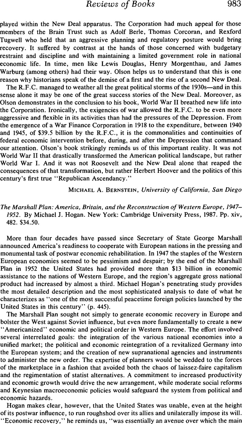 The Marshall Plan:Amerjca, Britain, and the Reconstruction of Western ...