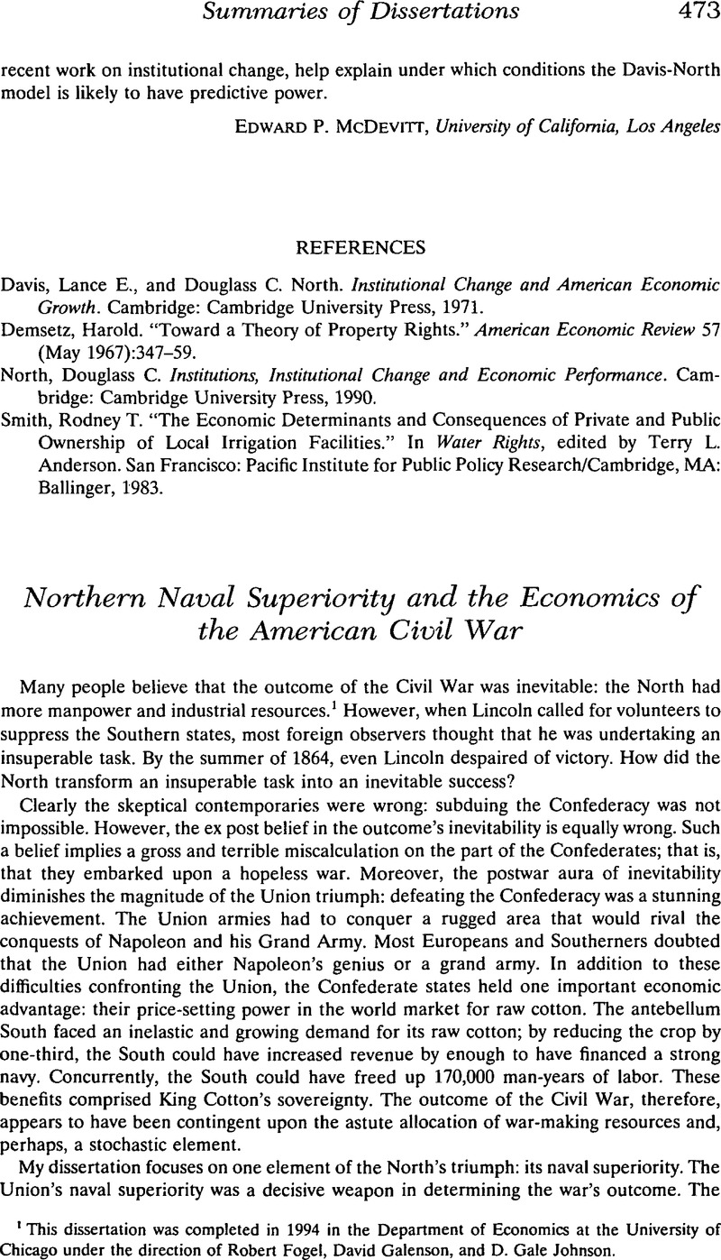 Northern Naval Superiority and the Economics of the American Civil War ...