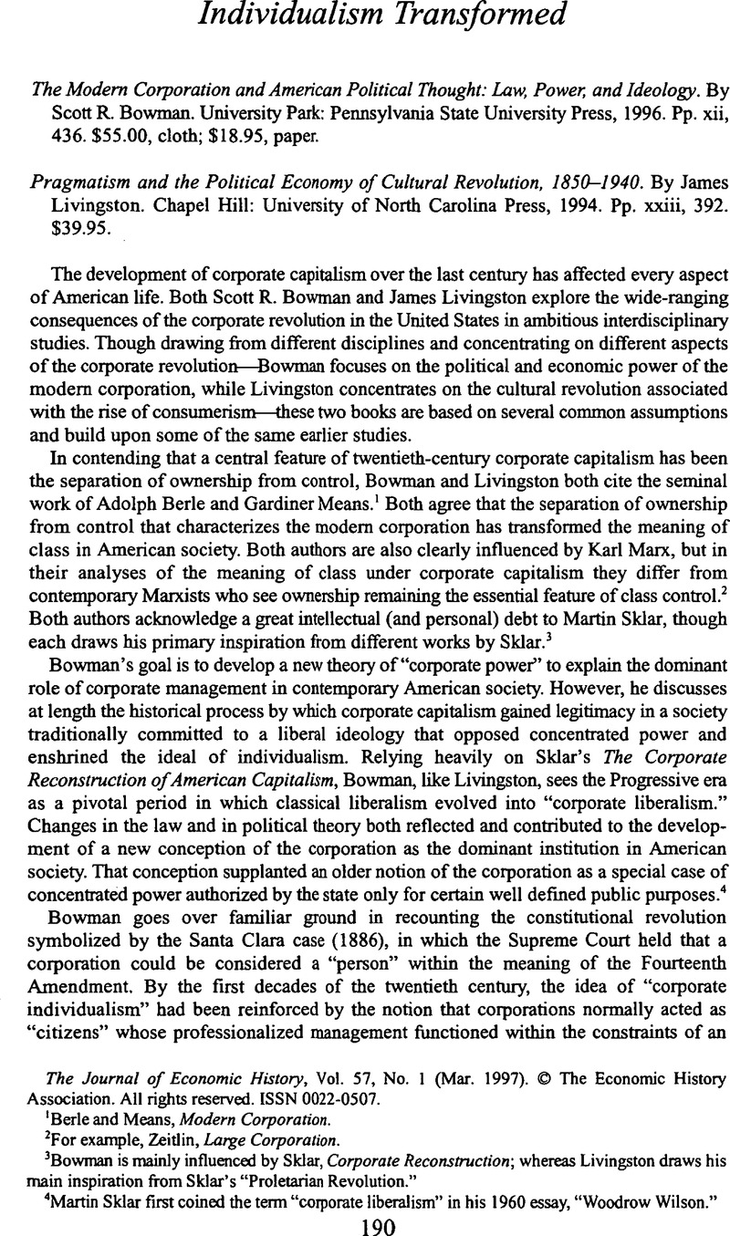 Individualism Transformed | The Journal of Economic History | Cambridge ...