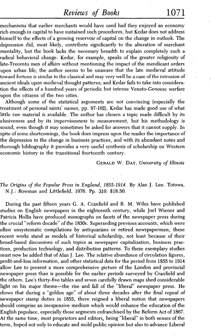 The Origins of the Popular Press in England, 1855–1914. By Alan J. Lee ...