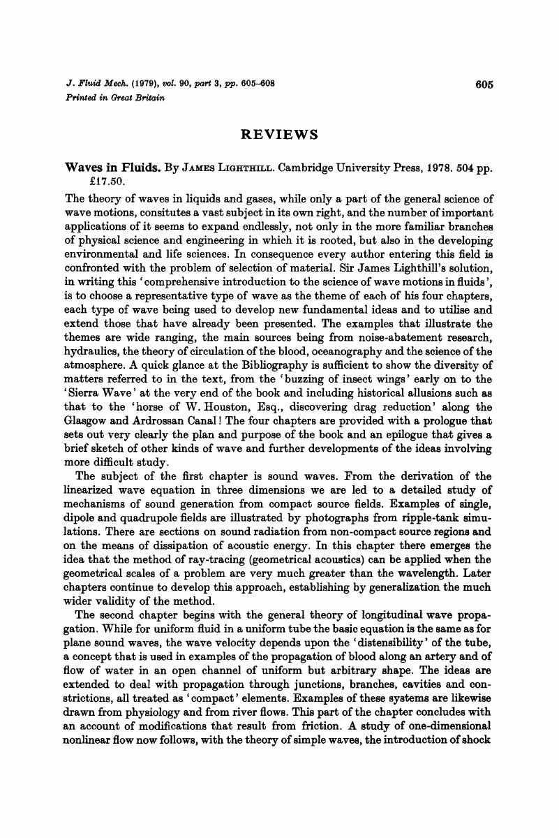 Waves in Fluids. By JAMES LIGHTHILL. Cambridge University Press, 1978 ...