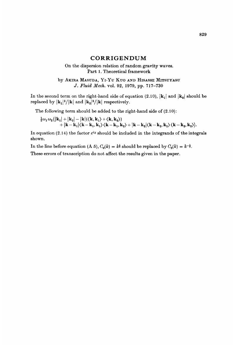 CORRIGENDUM | Journal of Fluid Mechanics | Cambridge Core