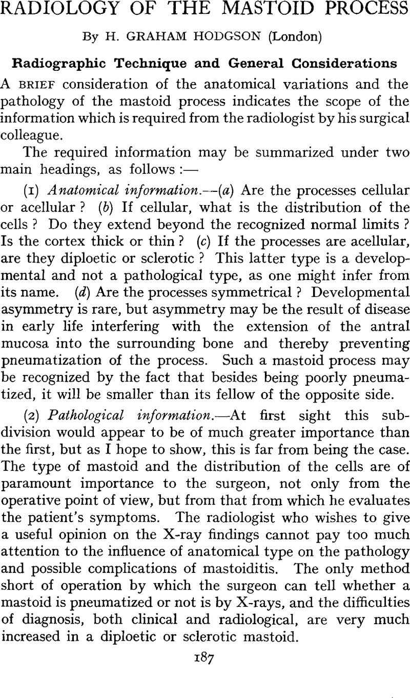 Radiology of the Mastiod Process | The Journal of Laryngology & Otology ...