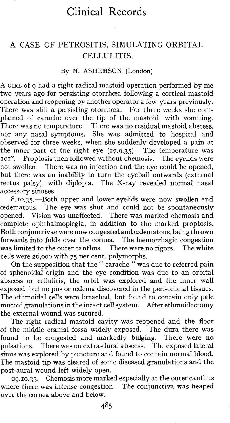 A Case of Petrositis, Simulating Orbital Cellulitis | The Journal of ...