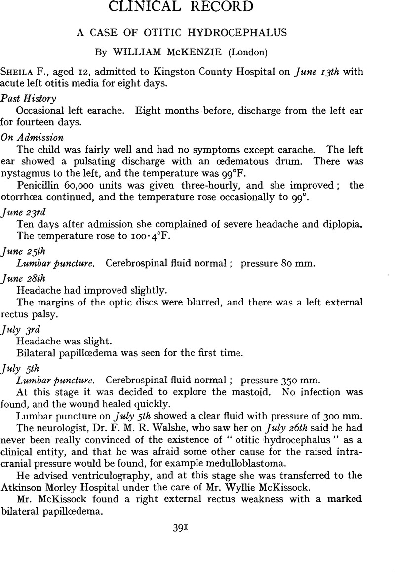 A Case of Otitic Hydrocephalus | The Journal of Laryngology & Otology ...