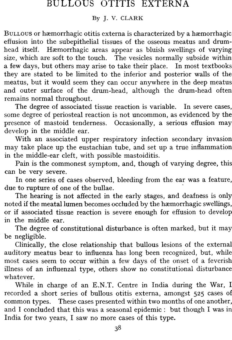 Bullous Otitis Externa | The Journal of Laryngology & Otology ...
