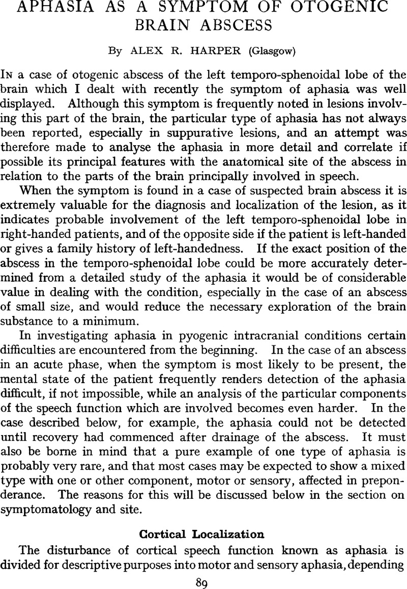 Aphasia as a Symptom of Otogenic Brain Abscess | The Journal of ...