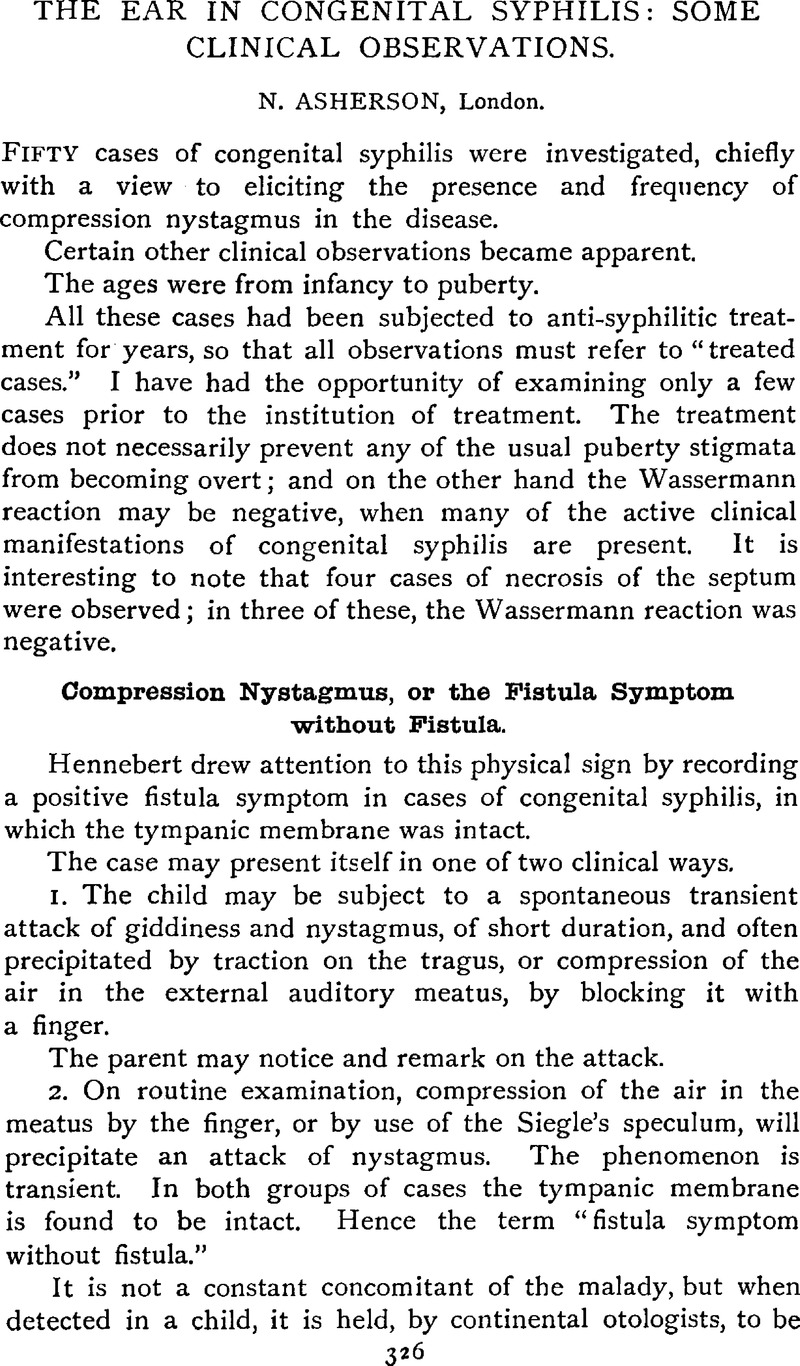 The Ear in Congenital Syphilis: Some Clinical Observations | The ...