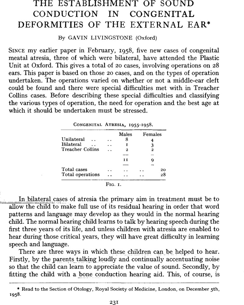 The Establishment of Sound Conduction in Congenital Deformities of the ...