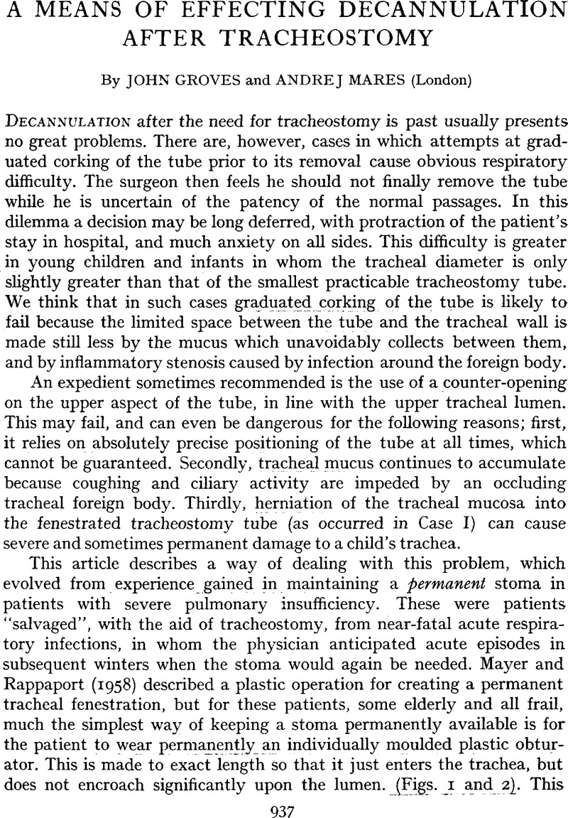 A Means of Effecting Decannulation After Tracheostomy | The Journal of ...