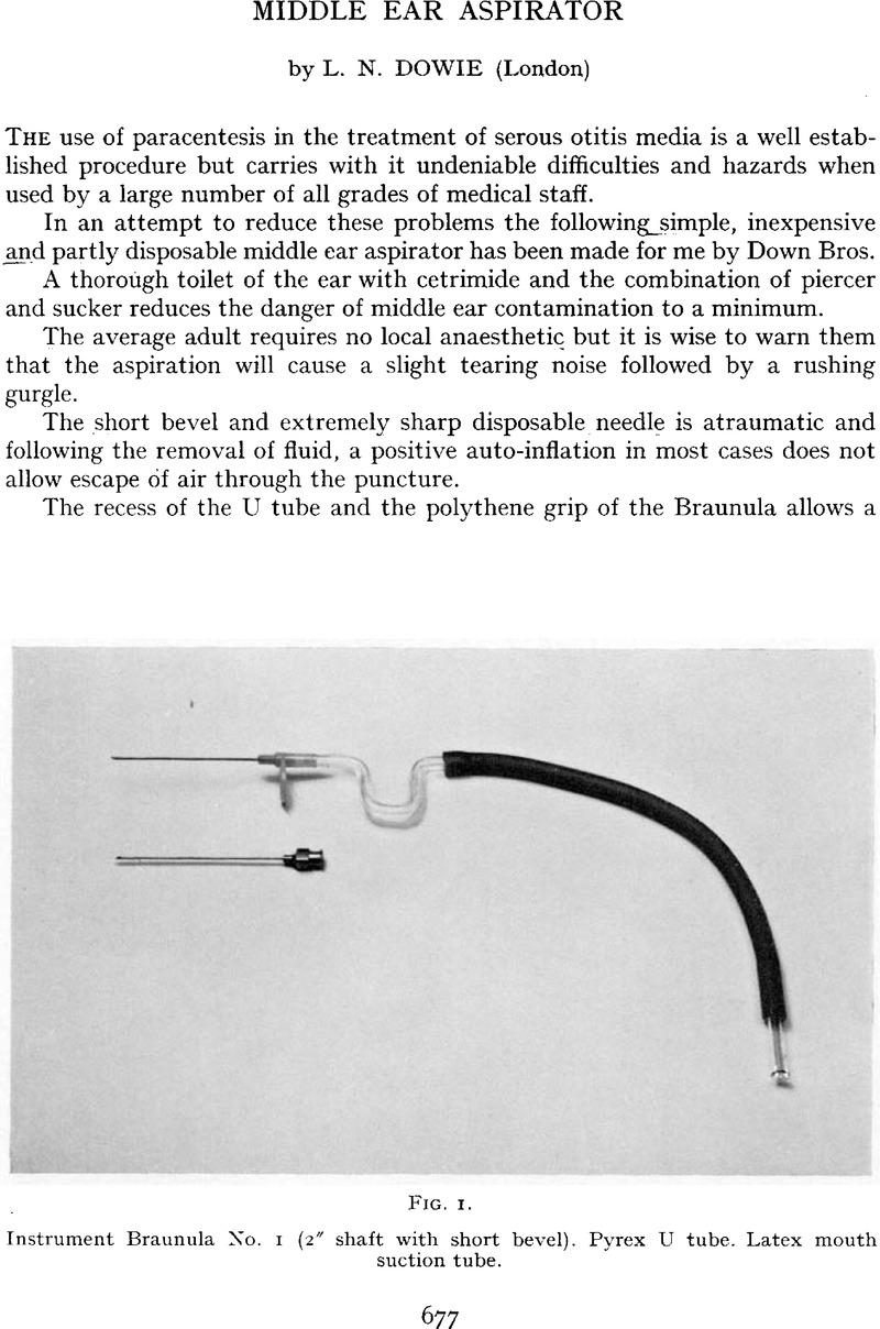 Middle Ear Aspirator | The Journal of Laryngology & Otology | Cambridge ...