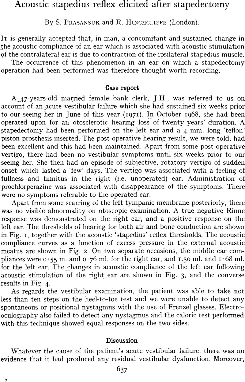Acoustic stapedius reflex elicited after stapedectomy | The Journal of ...