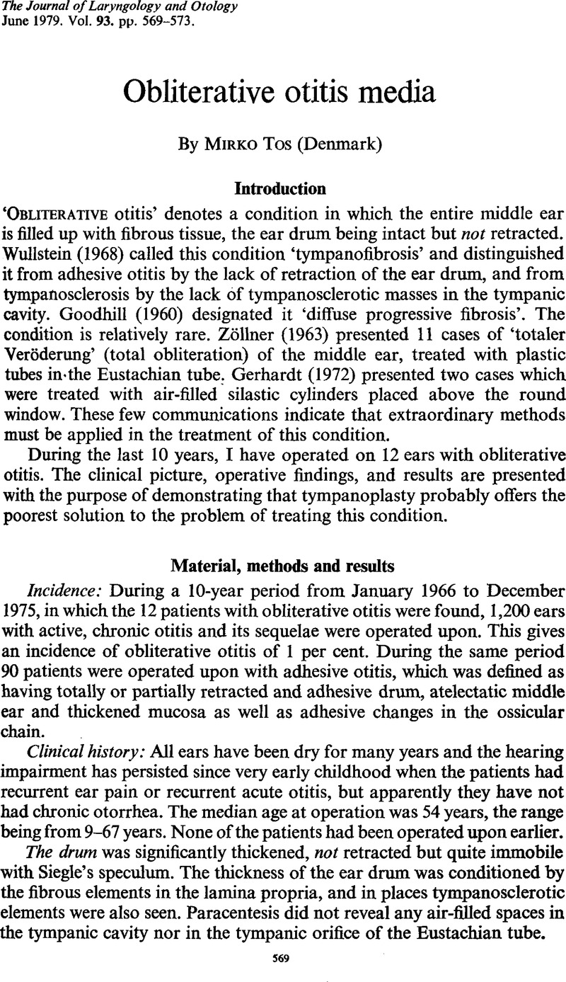 Obliterative otitis media | The Journal of Laryngology & Otology ...
