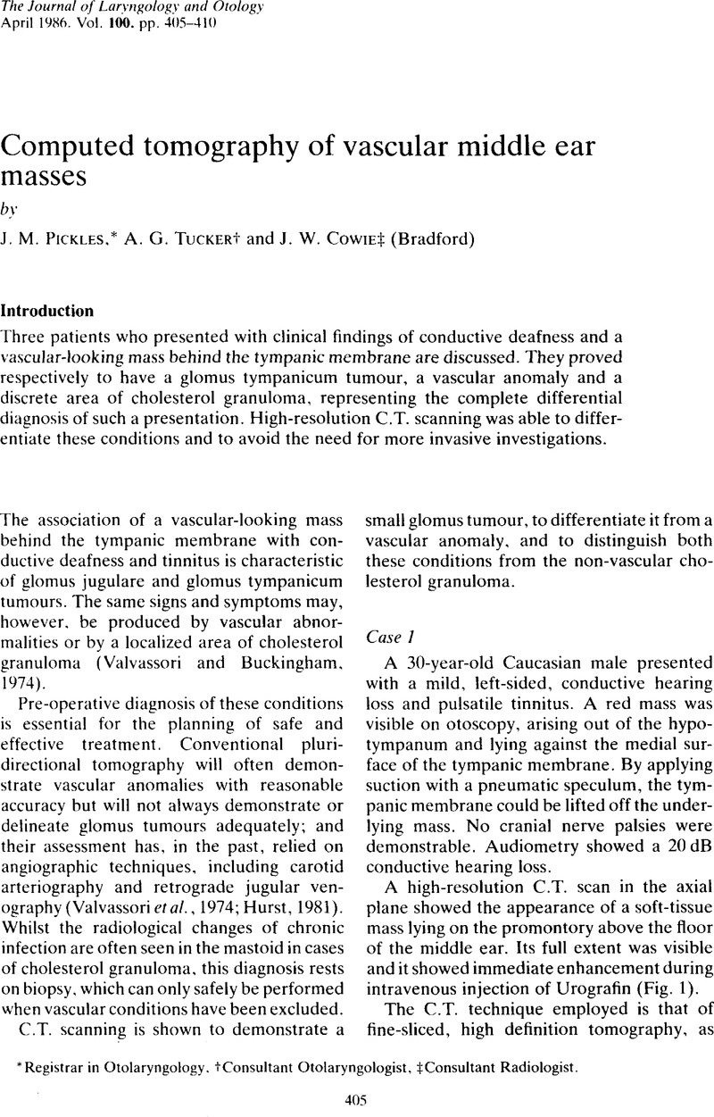 Computed tomography of vascular middle ear masses | The Journal of ...
