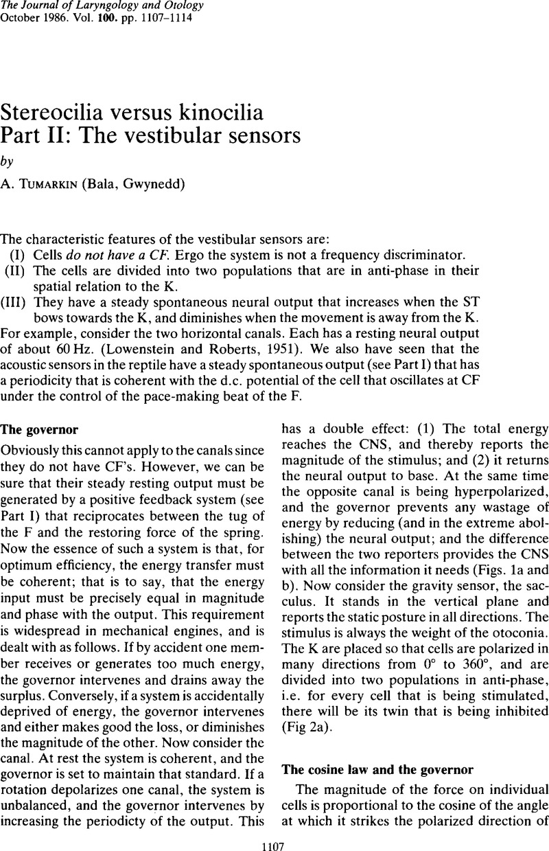 Stereocilia versus kinocilia Part II: The vestibular sensors | The ...