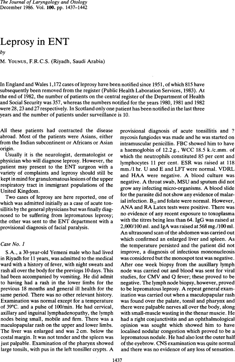 Leprosy in ENT | The Journal of Laryngology & Otology | Cambridge Core