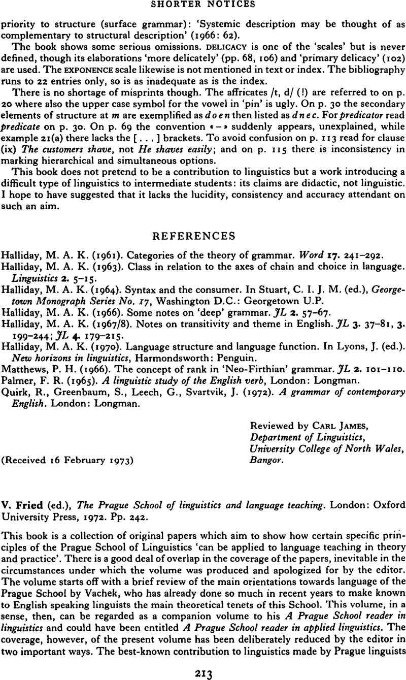 V. Fried (ed.), The Prague School of linguistics and language teaching ...