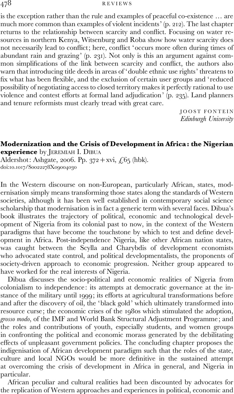 Modernization and the Crisis of Development in Africa: the Nigerian ...