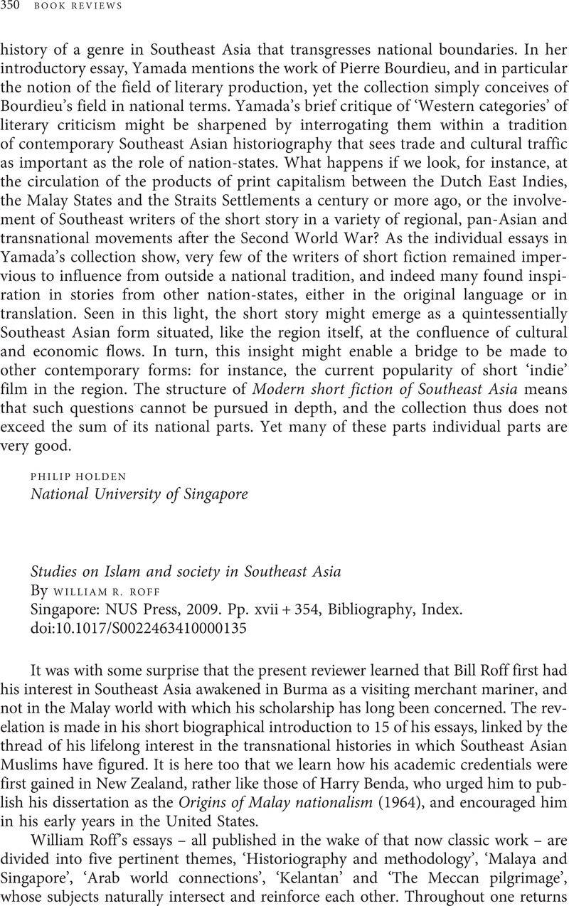 Southeast Asia. Studies on Islam and society in Southeast Asia. By ...