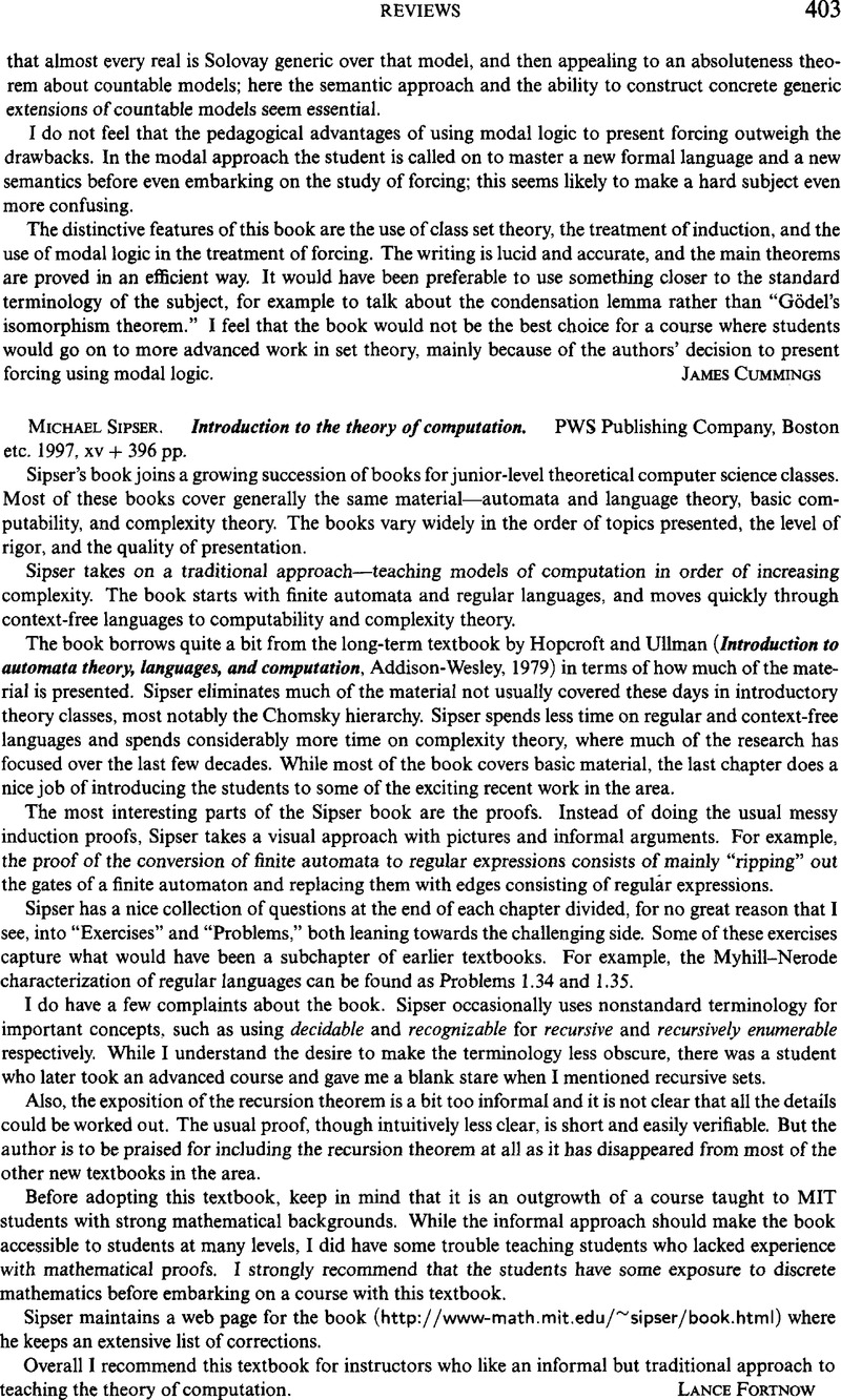 Michael Sipser Introduction To The Theory Of Computation Pws Publishing Company Boston Etc