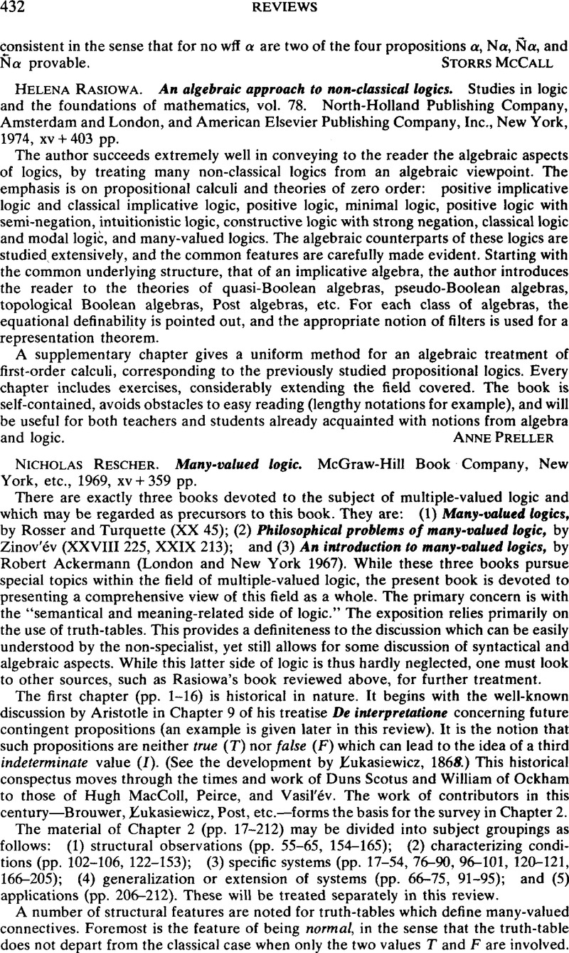 Nicholas Rescher. Many-valued logic. McGraw-Hill Book Company, New York ... Nicholas Rescher. Many-valued logic. McGraw-Hill Book Company, New York ...