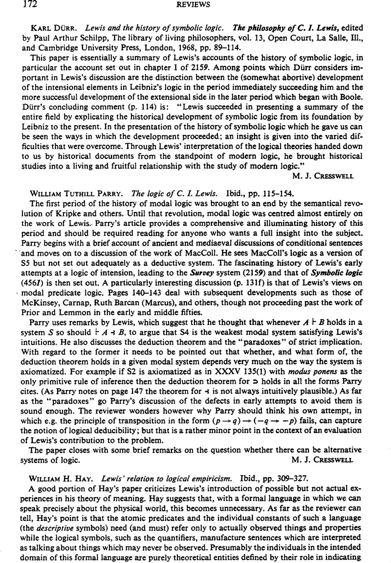 William Tuthill Parry. The logic of C. I. Lewis. The philosophy of C. I ...