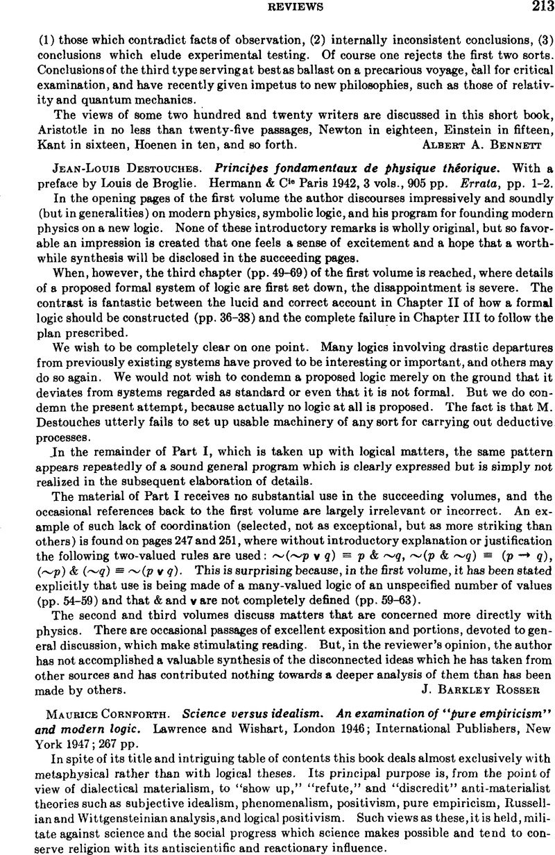 Maurice Cornforth. Science versus idealism. An examination of ‘pure ...