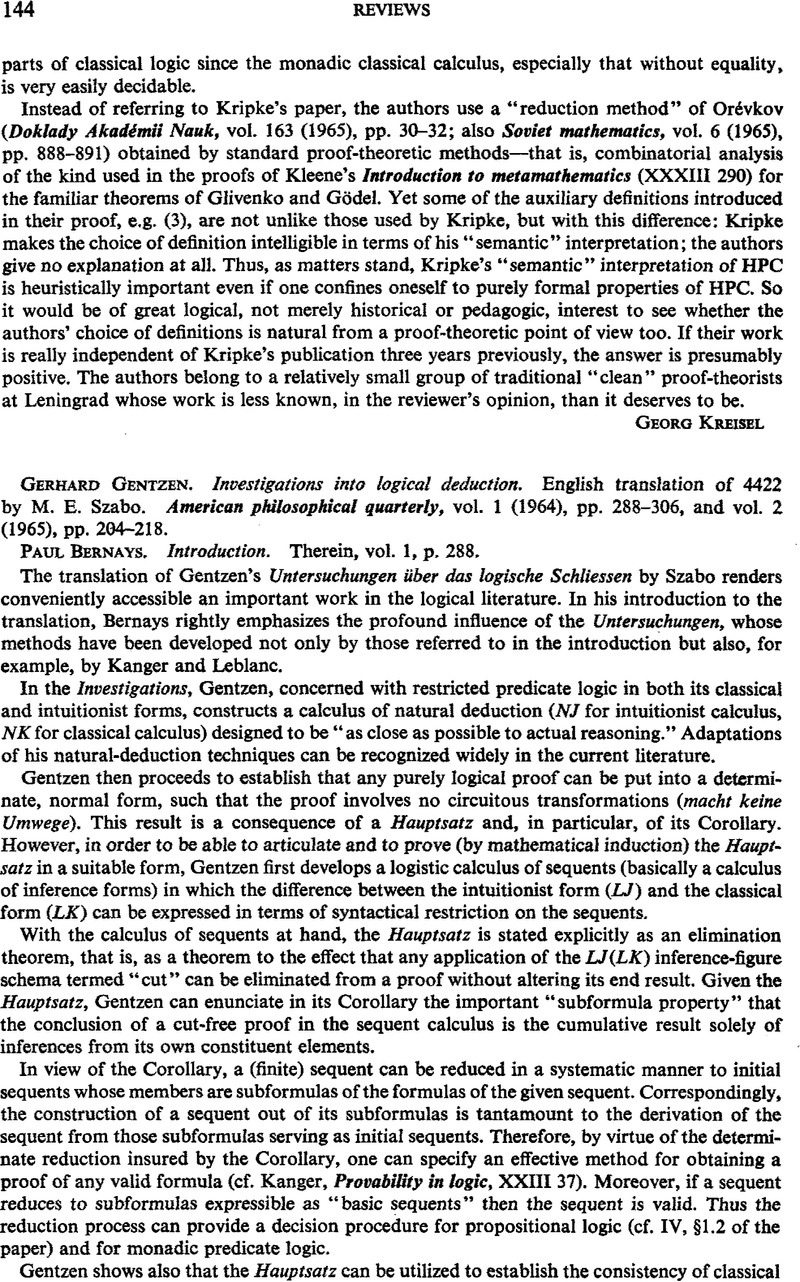 Gerhard Gentzen. Investigations into logical deduction. English ...