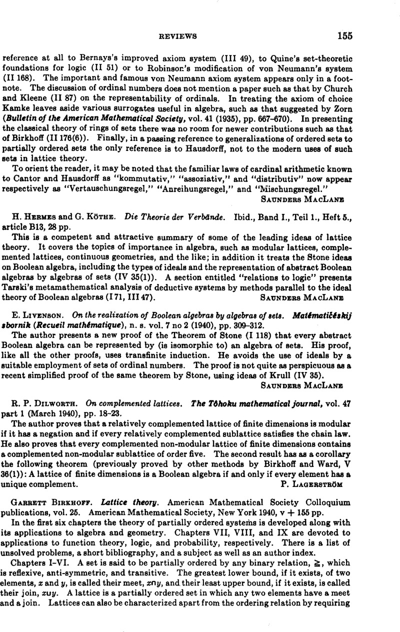 Garrett Birkhoff. Lattice theory. American Mathematical Society ...