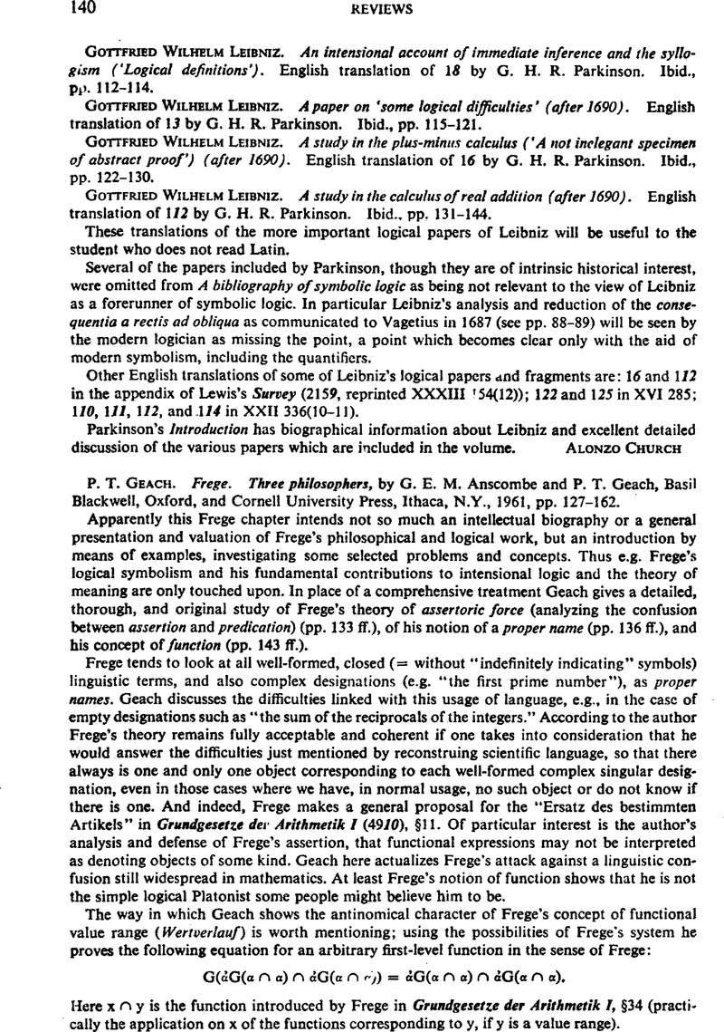 P. T. Geach. Frege. Three philosophers, by G. E. M. Anscombe and P. T ...