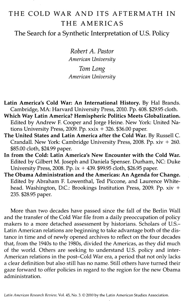 The Cold War and its Aftermath in the Americas: The Search for a ...