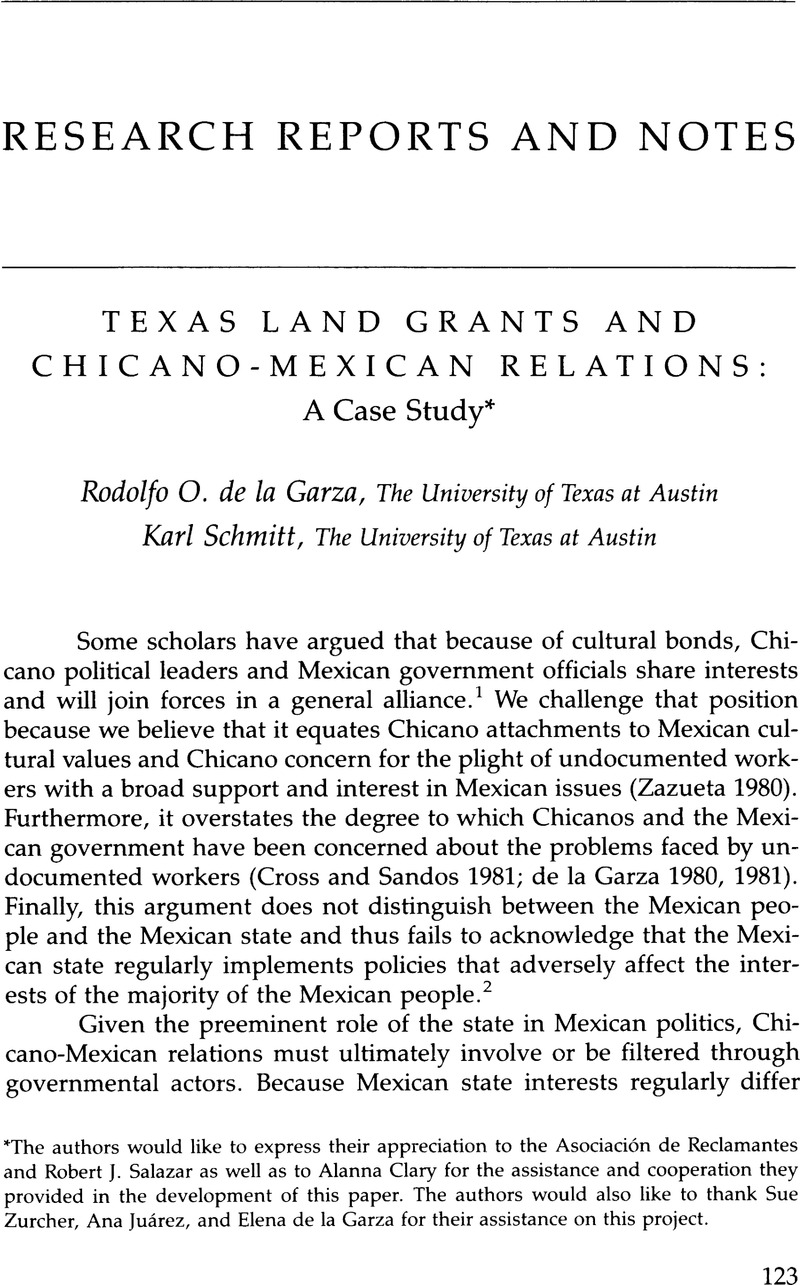 Texas Land Grants and Chicano-Mexican Relations: A Case Study | Latin ...