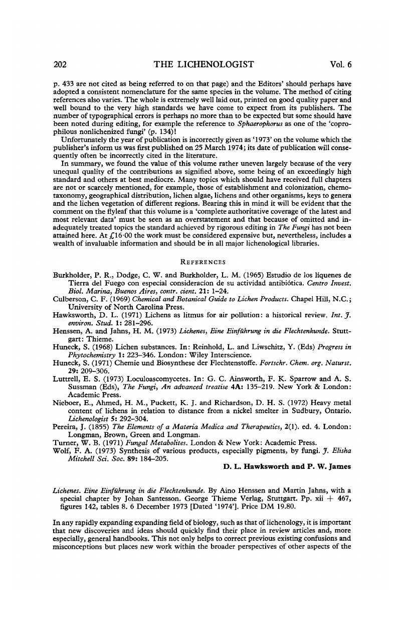 Lichenes. Eine Einfuhrung in die Flechtenkunde Aino Henssen Martin ...