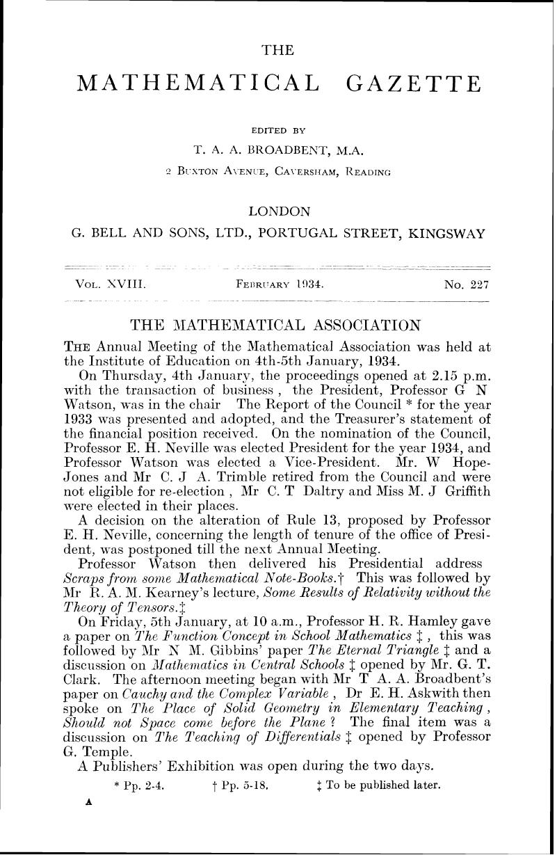 The Mathematical Association | The Mathematical Gazette | Cambridge Core