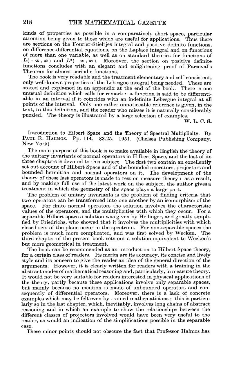 Introduction to Hilbert Space and the Theory of Spectral Multiplicity ... Introduction to Hilbert Space and the Theory of Spectral Multiplicity ...
