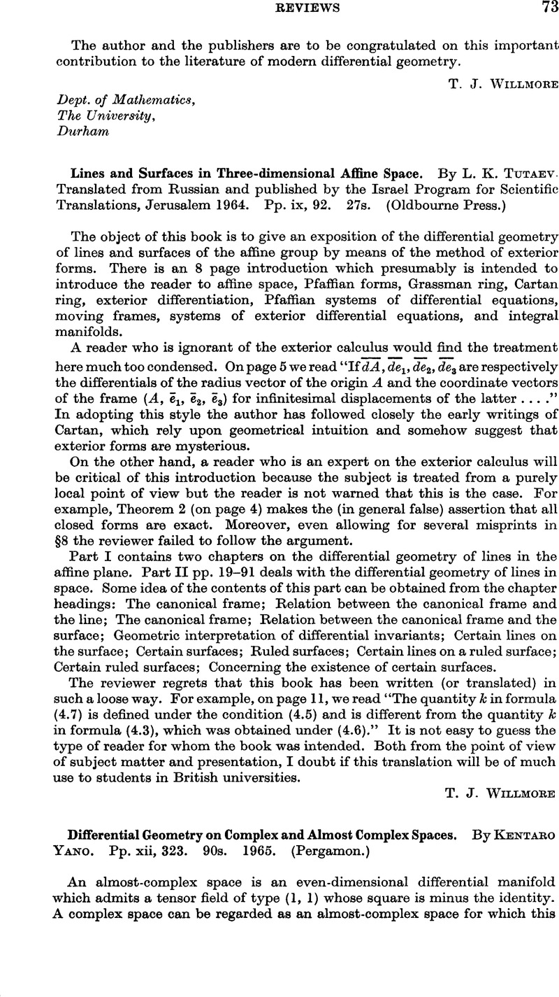 Differential Geometry on Complex and Almost Complex Spaces. By Kentaro ... Differential Geometry on Complex and Almost Complex Spaces. By Kentaro ...