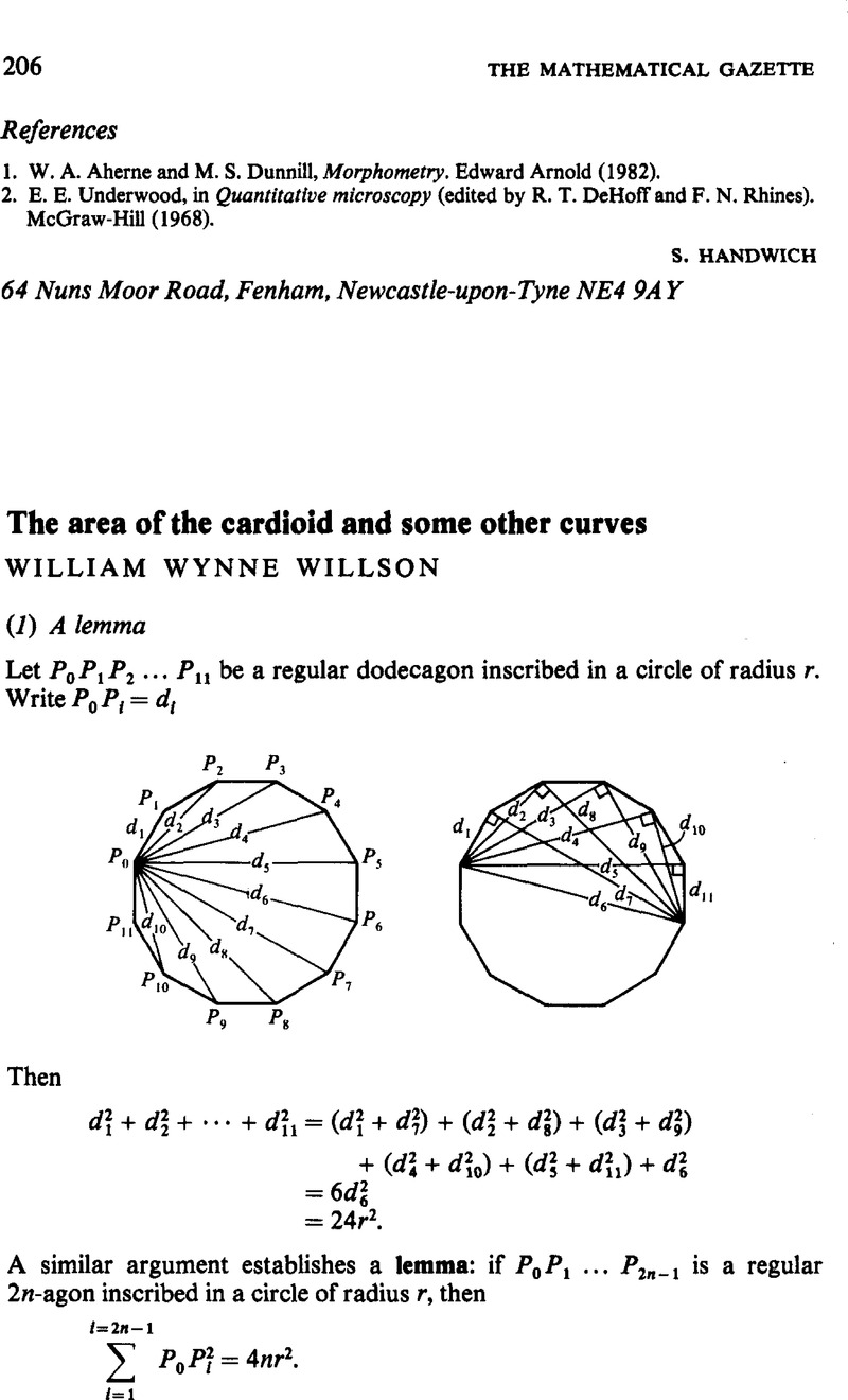 The area of the cardioid and some other curves | The Mathematical ...